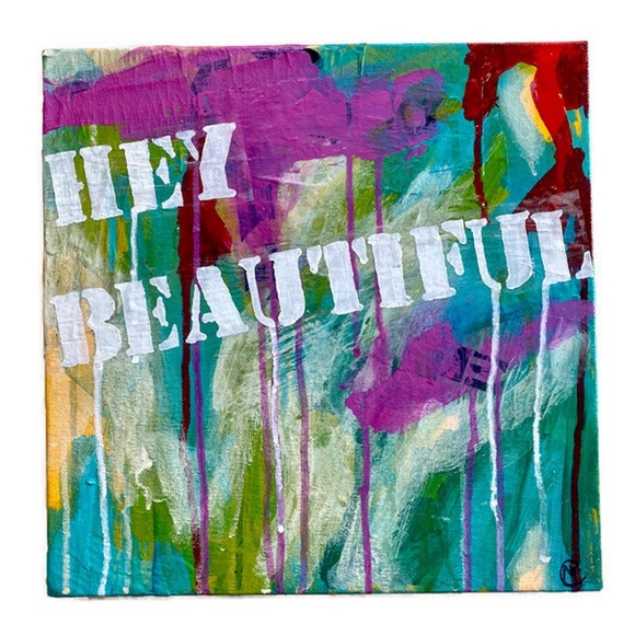 Hand Crafted | Art | Hey Beautiful Painting Original Handmade Abstract ...